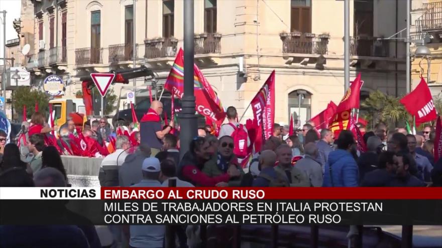 Miles de italianos marchan en rechazo al embargo al crudo ruso ...